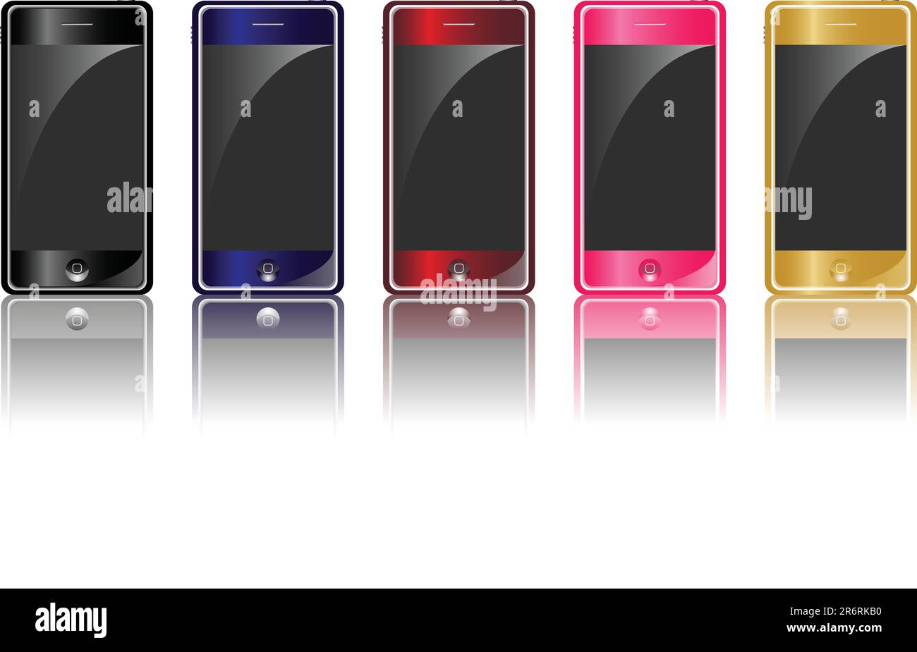 Set of 5 different colors modern phones Stock Vector Image & Art - Alamy