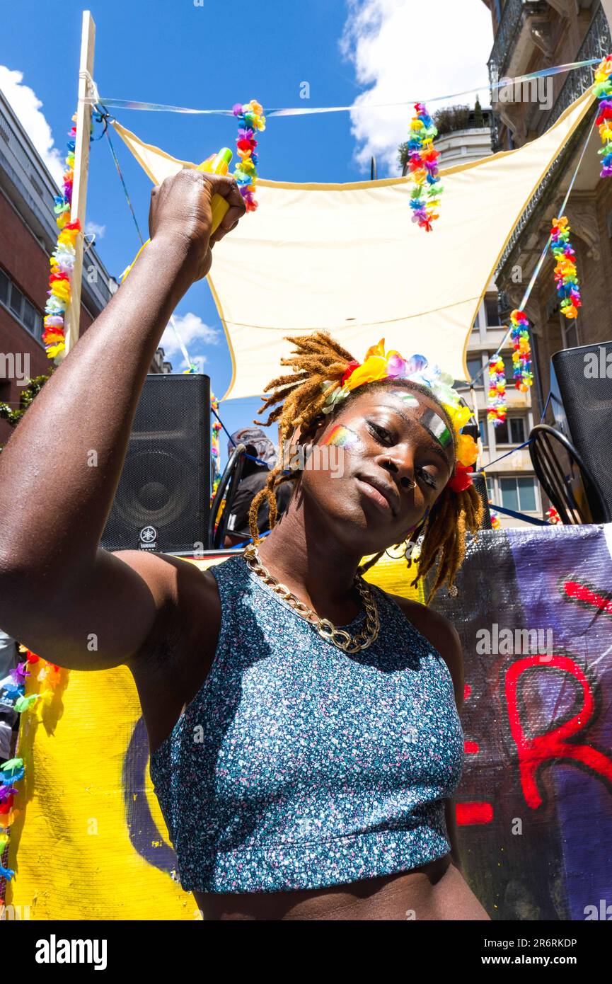 Toulouse, France. 11th June, 2023. Portrait of a person on parade ...