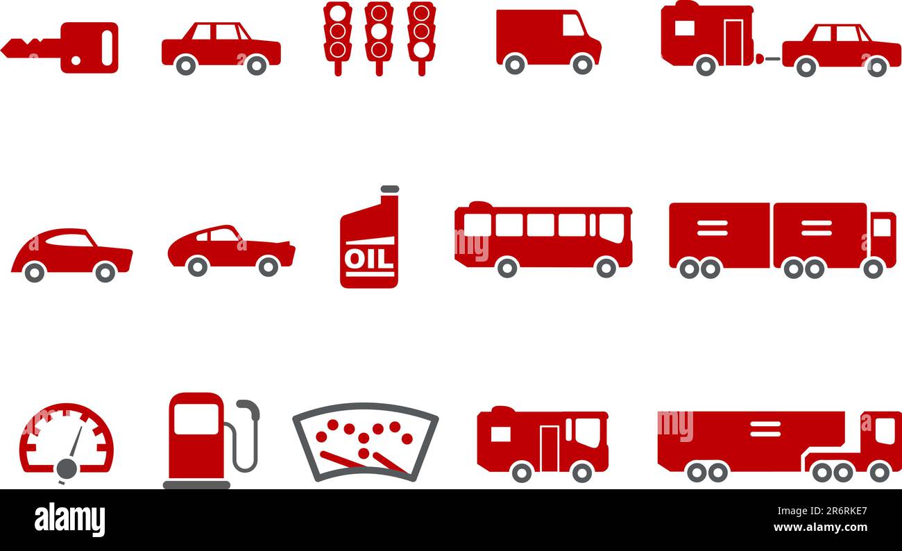 Vector icons pack - Red Series, transport collection Stock Vector Image ...