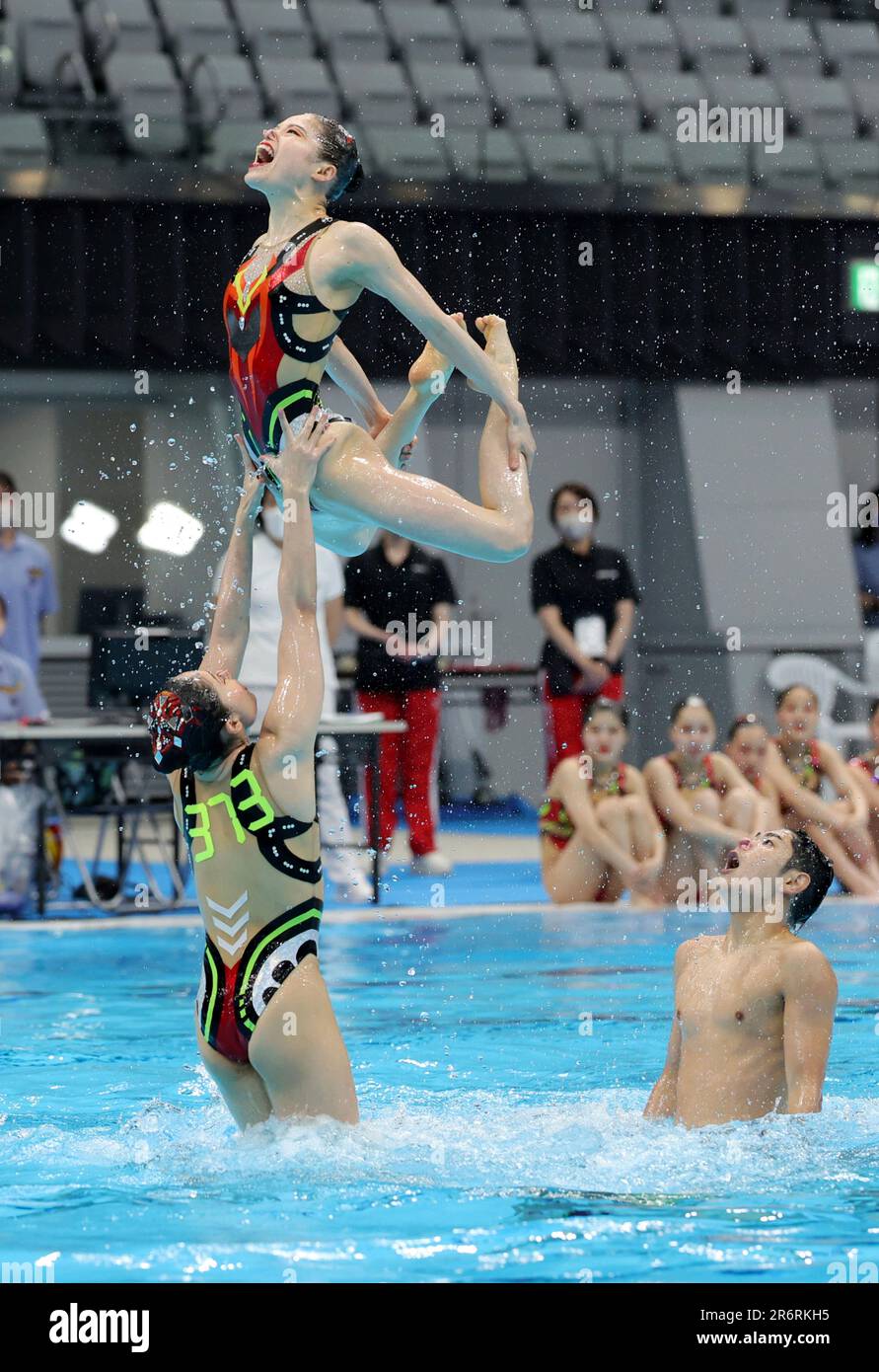 Japan's national team swimmers perform Acrobatic Routine during an ...