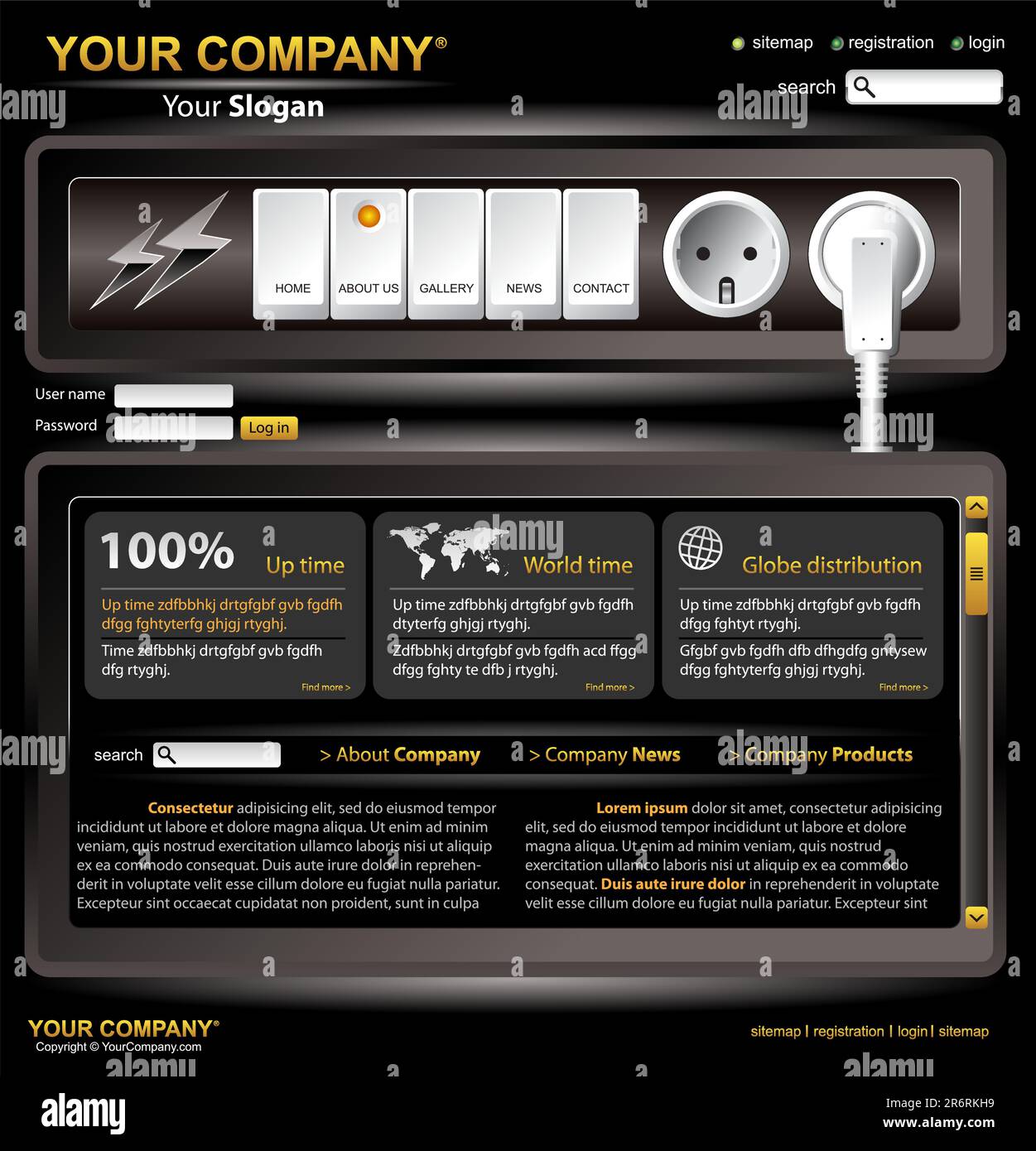 Vector editable electric website template Stock Vector Image & Art - Alamy