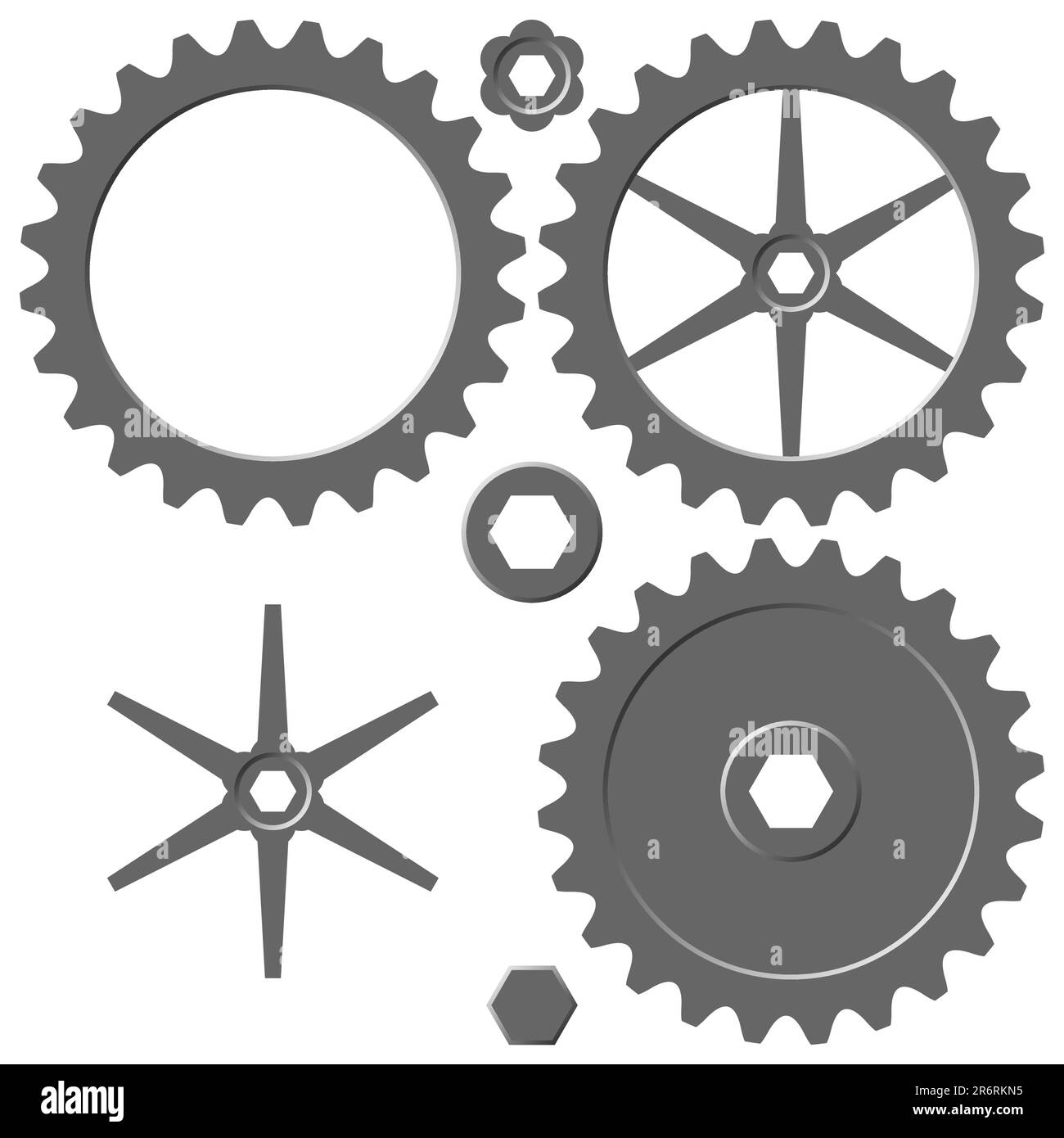 Different cogwheels with separated elements over white Stock Vector ...