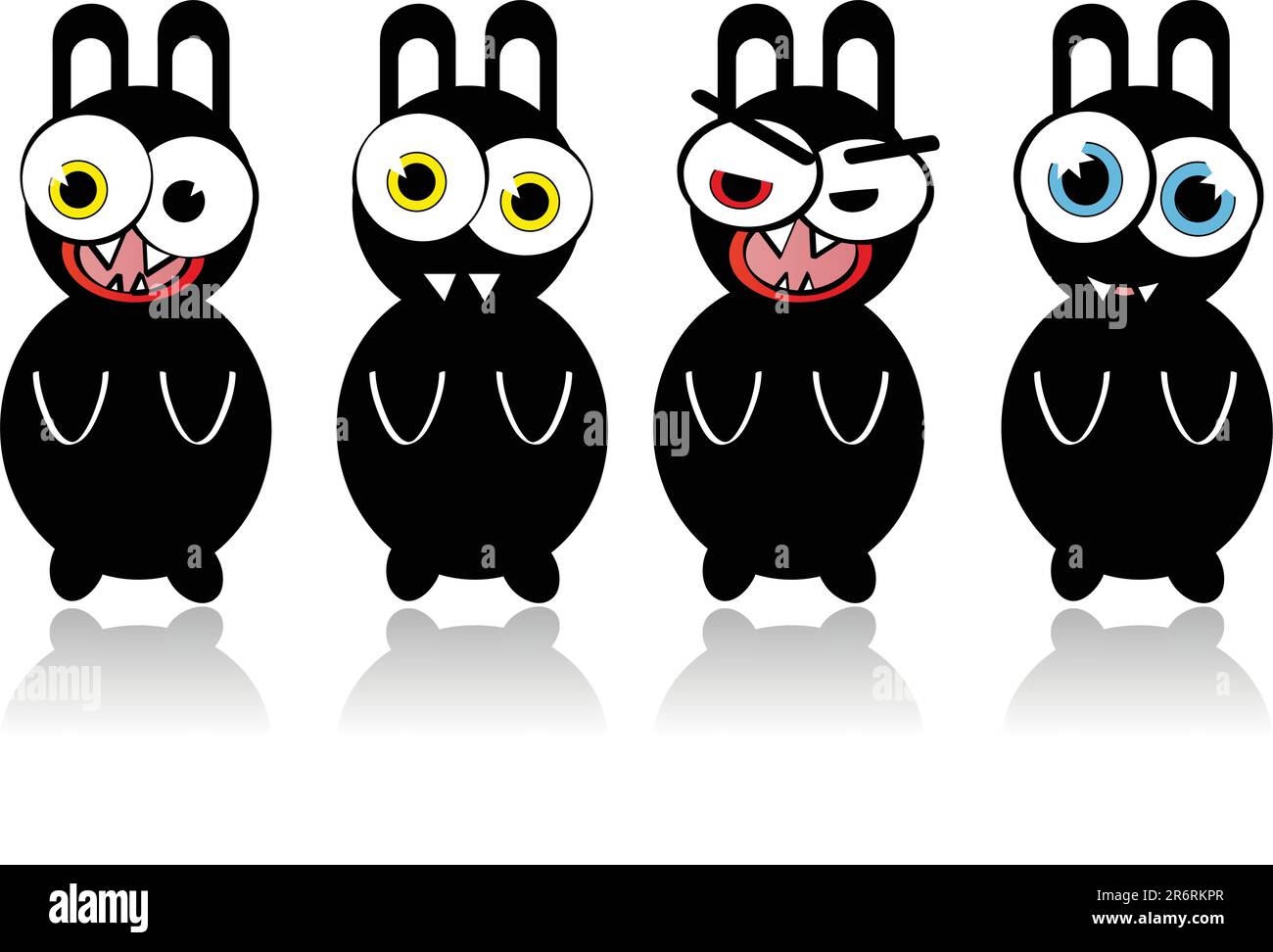 Crazy black rabbits with weird emotions Stock Vector Image & Art - Alamy