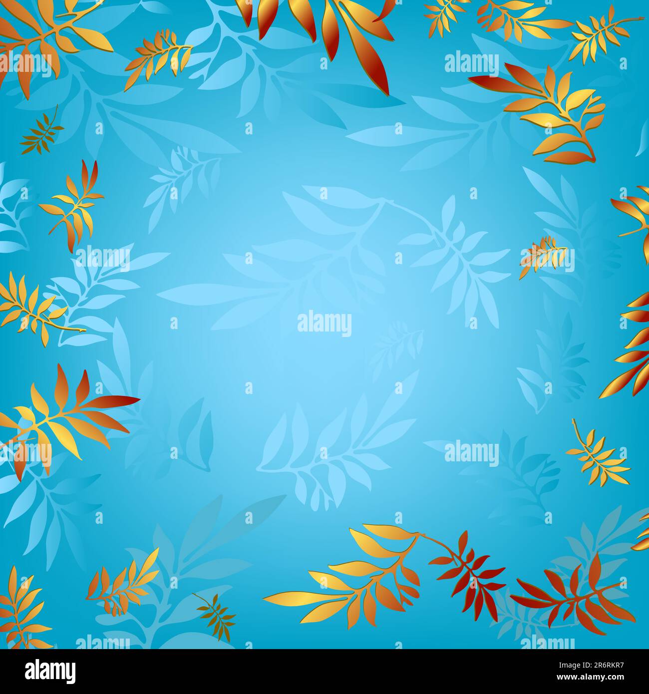 Blue background with carved bronze leaves (vector Stock Vector Image & Art - Alamy
