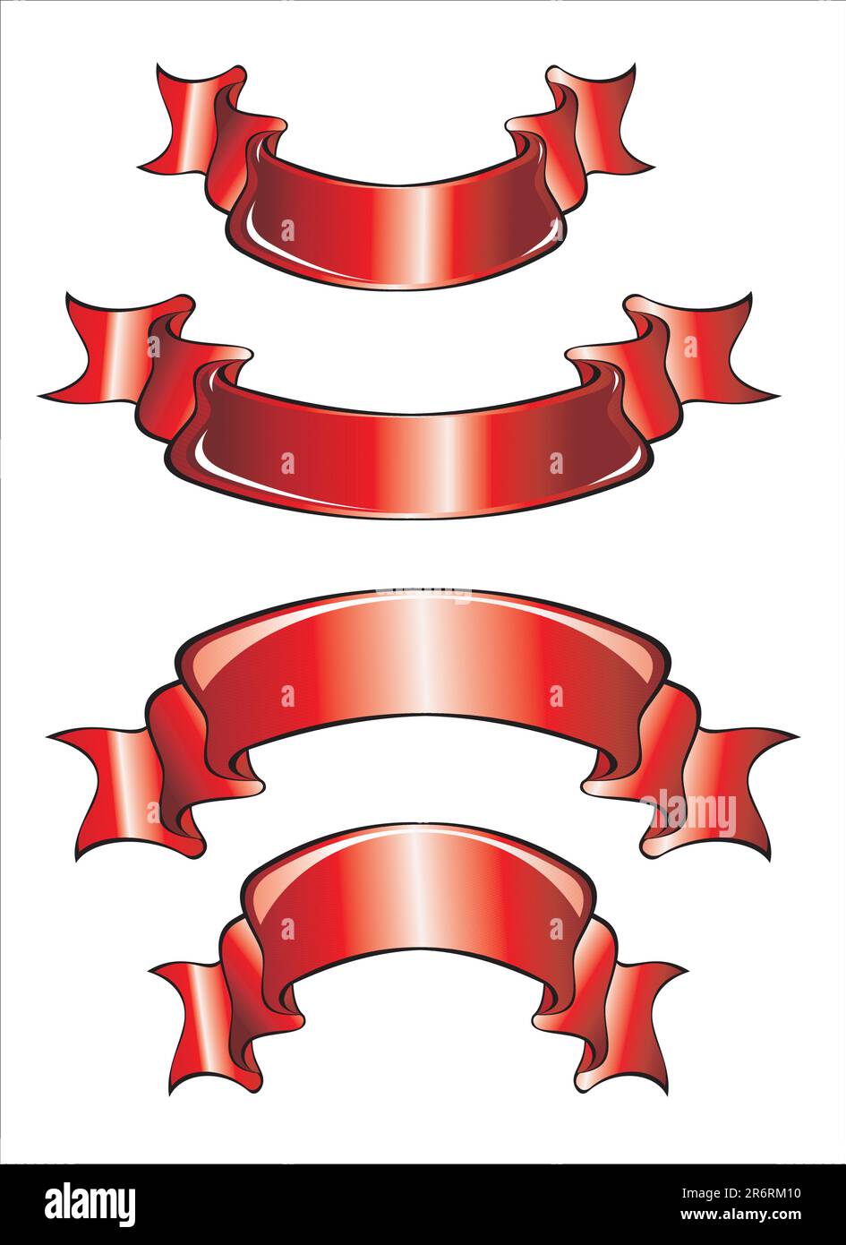 set of 4 red banners scrolls celebrate ribbons Stock Vector Image & Art ...