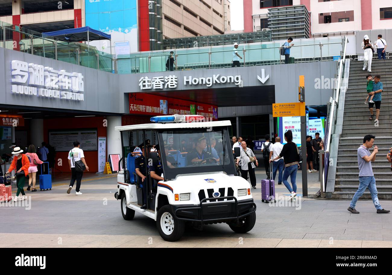 SHENZHEN, CHINA - JUNE 9, 2023 - View of Luohu Port in Shenzhen, South China's Guangdong ...