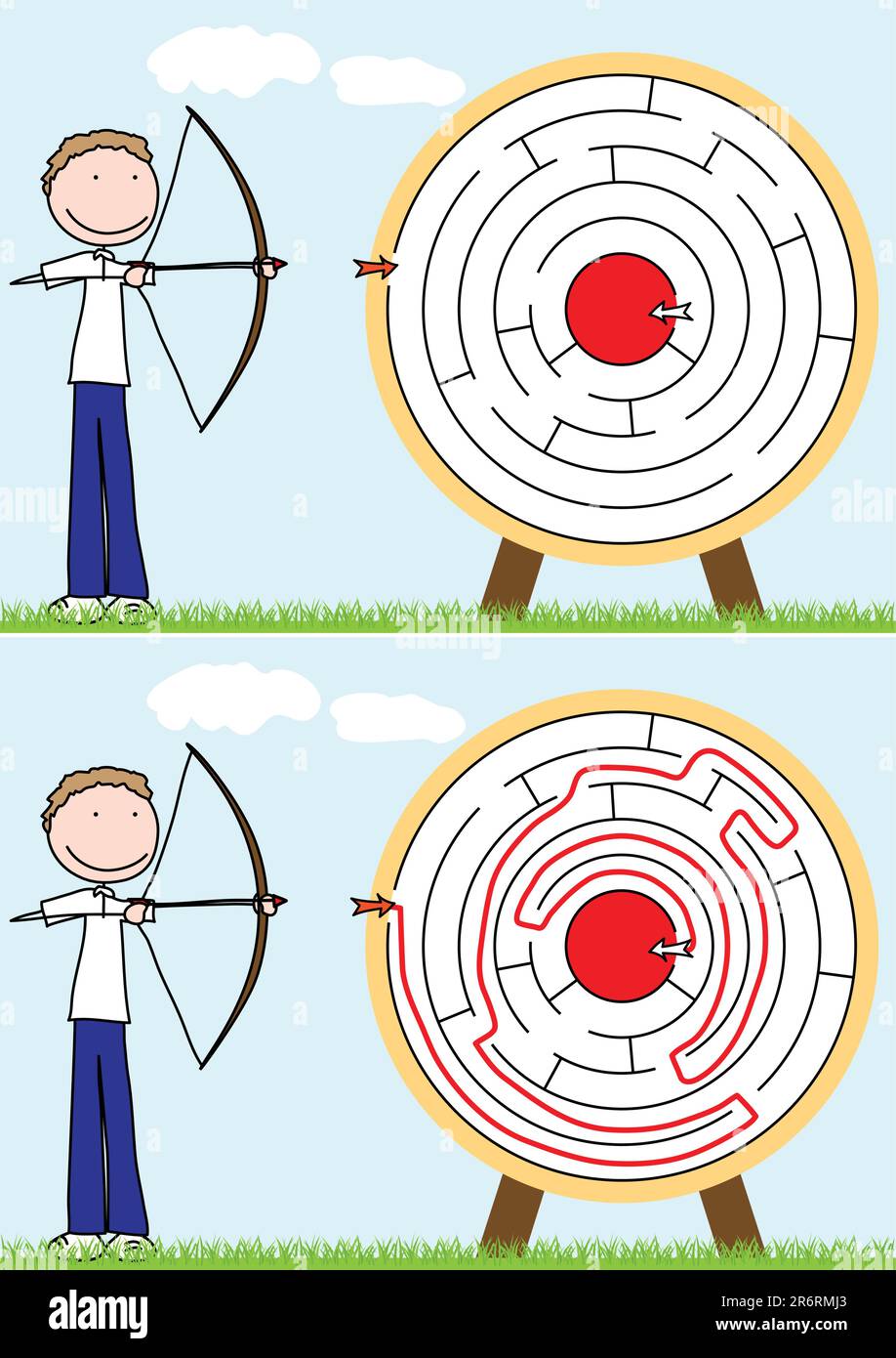 Easy archer maze for kids with solution Stock Vector Image & Art - Alamy