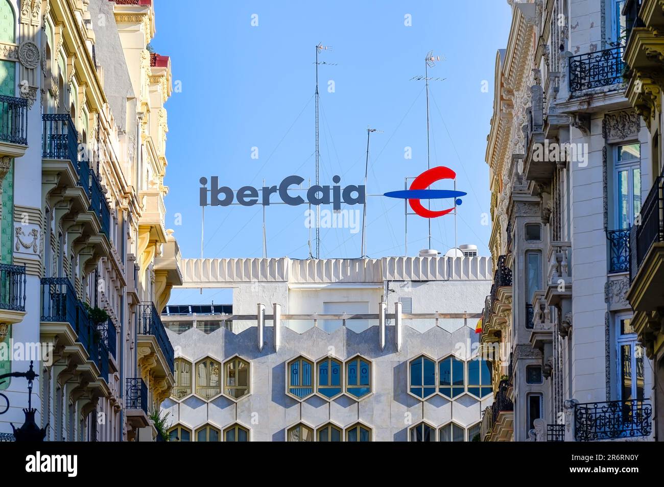 Valencia, Spain - July 15, 2022: Ibercaja bank logo and sign on a ...