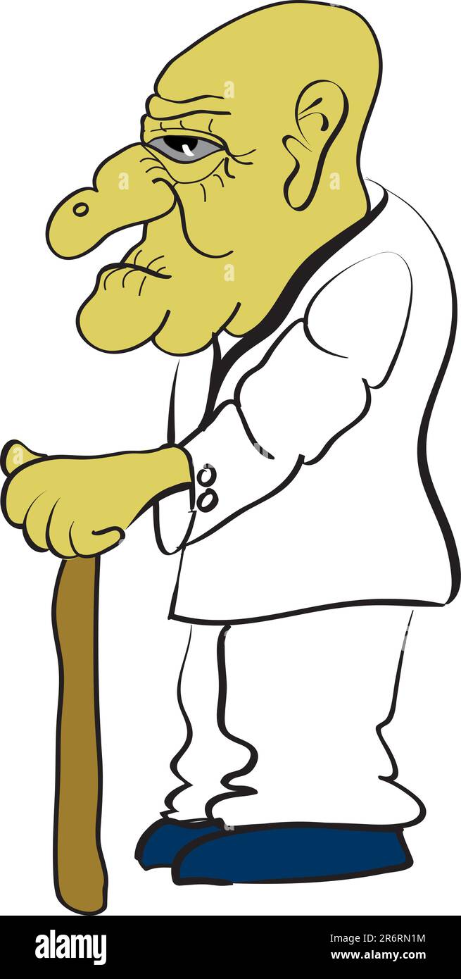 Illustration of an old man standing and waiting Stock Vector Image ...