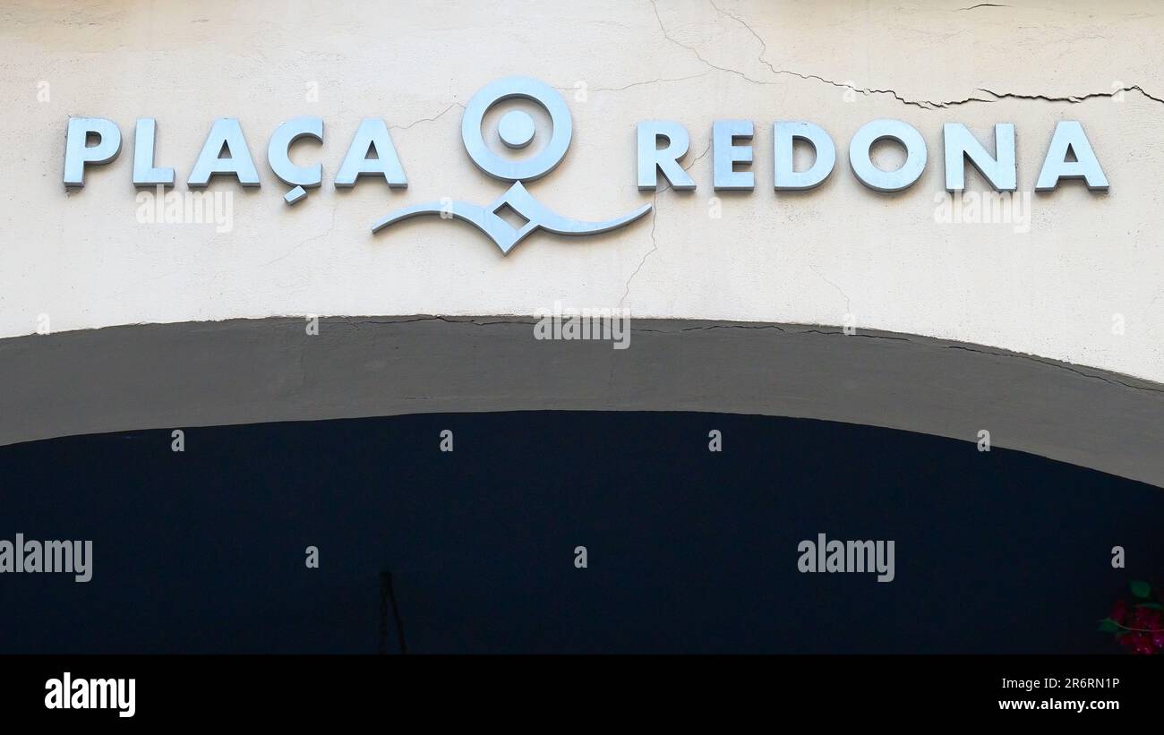 Valencia, Spain - July 15, 2022: Placa Redona engraved on a concrete ...