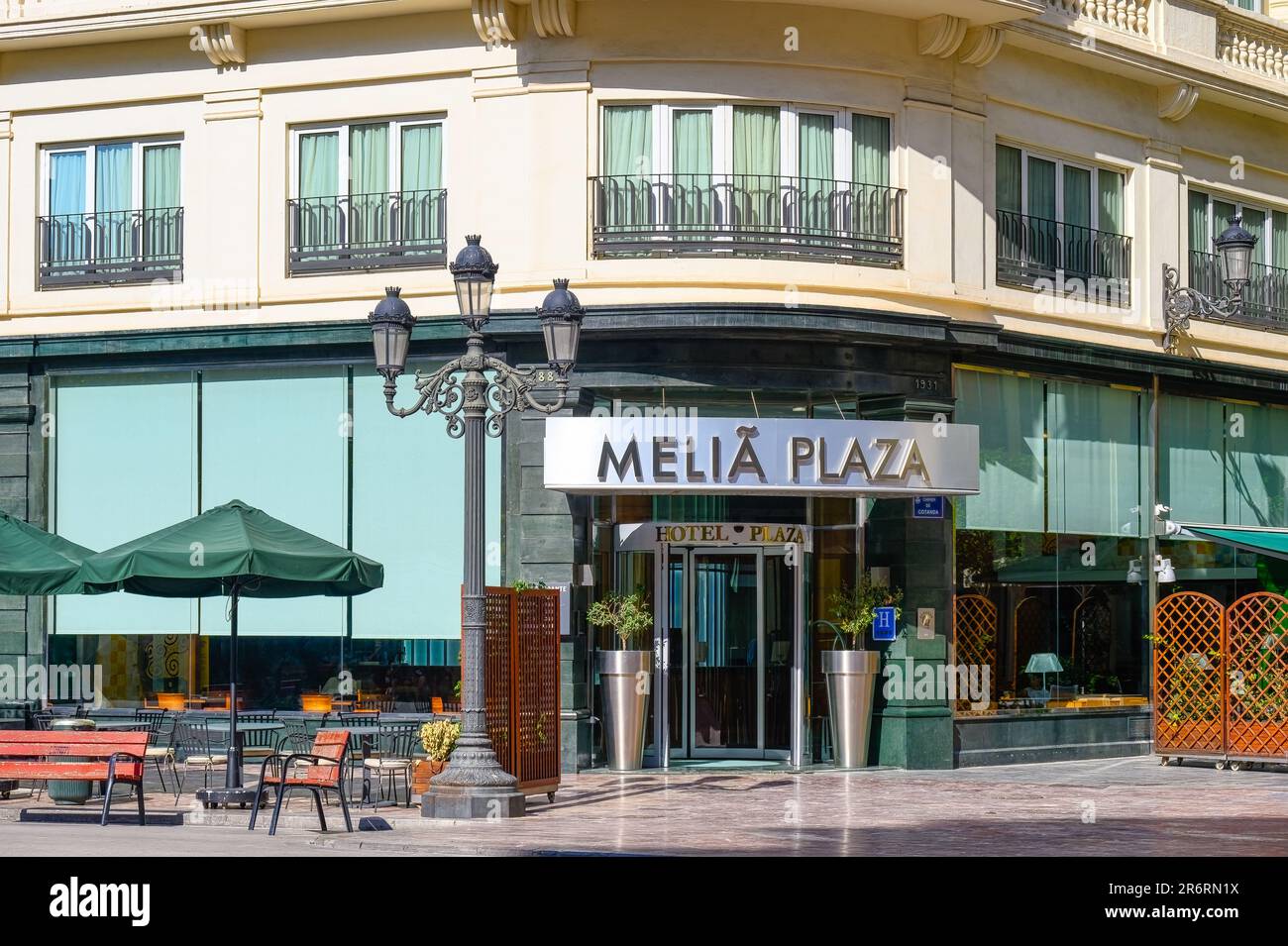 Valencia, Spain - July 15, 2022: The Melia Plaza Hotel exterior. A ...