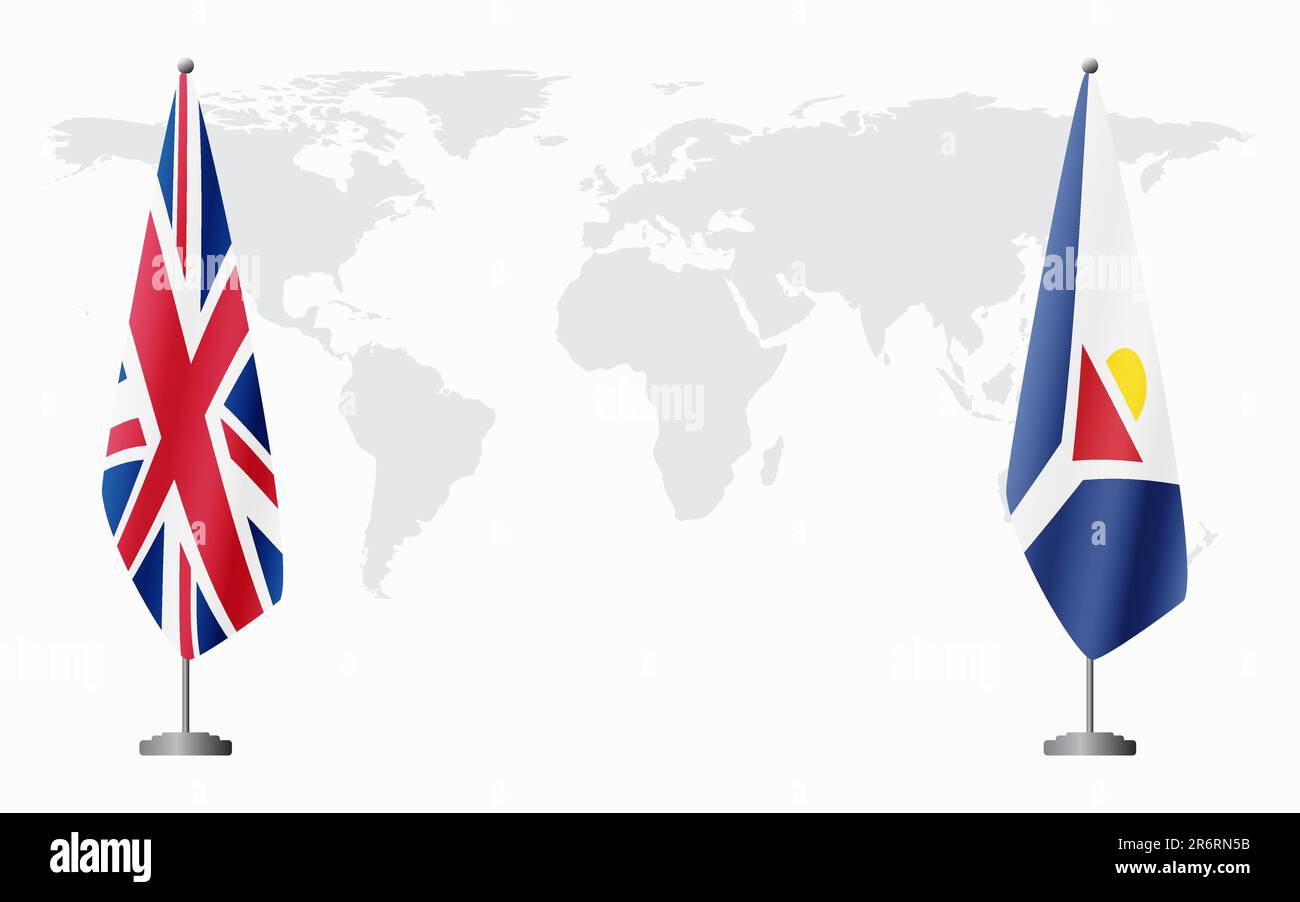 United Kingdom and Saint Martin flags for official meeting against ...