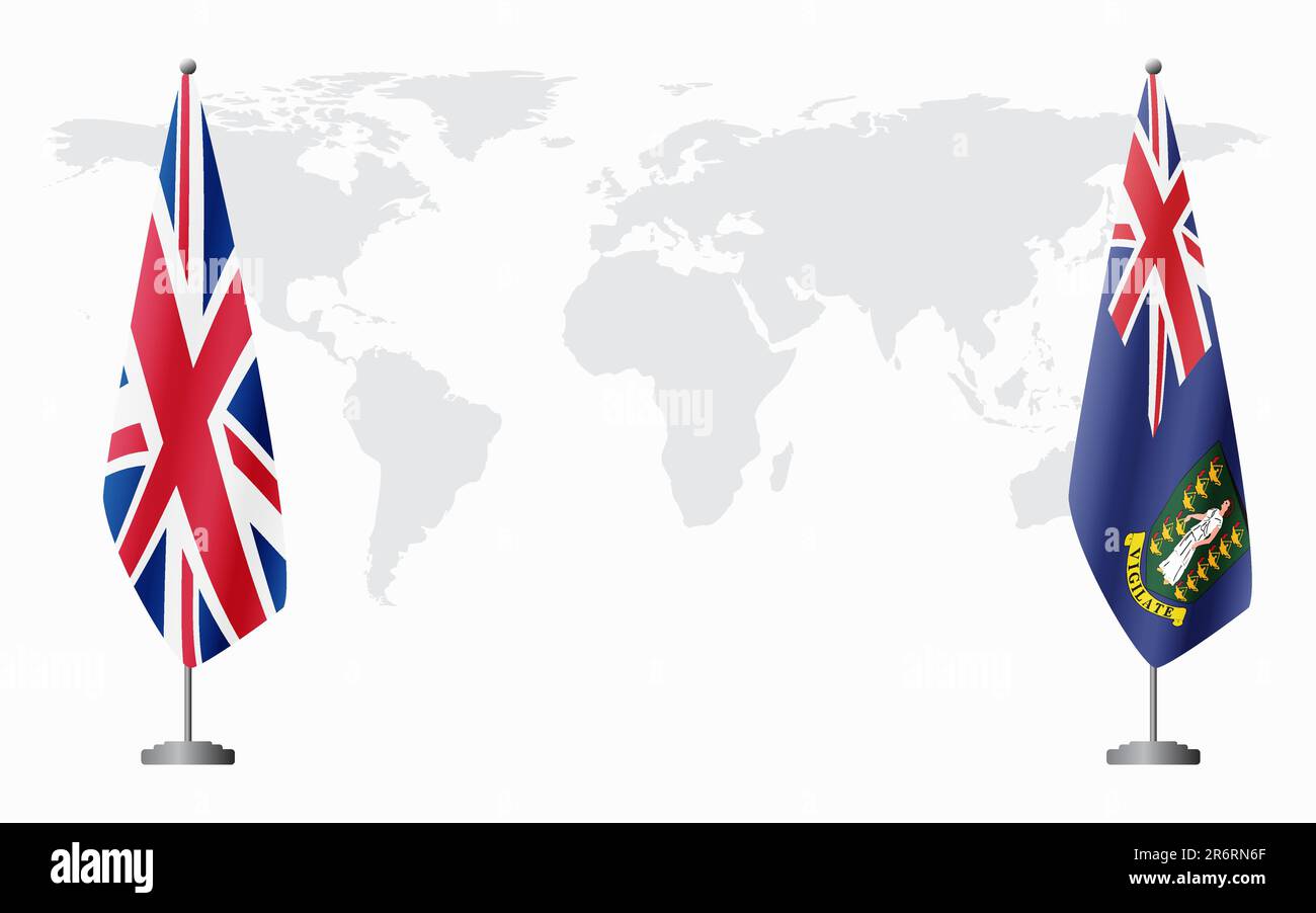 United Kingdom and British Virgin Islands flags for official meeting ...