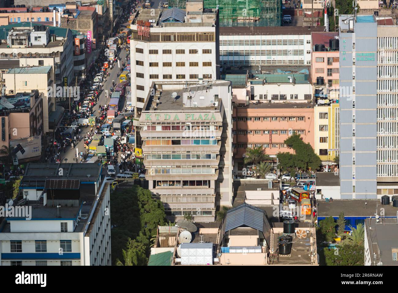 Nairobi, Kenya - December 23: View to Ronald Ngala Street in the east ...