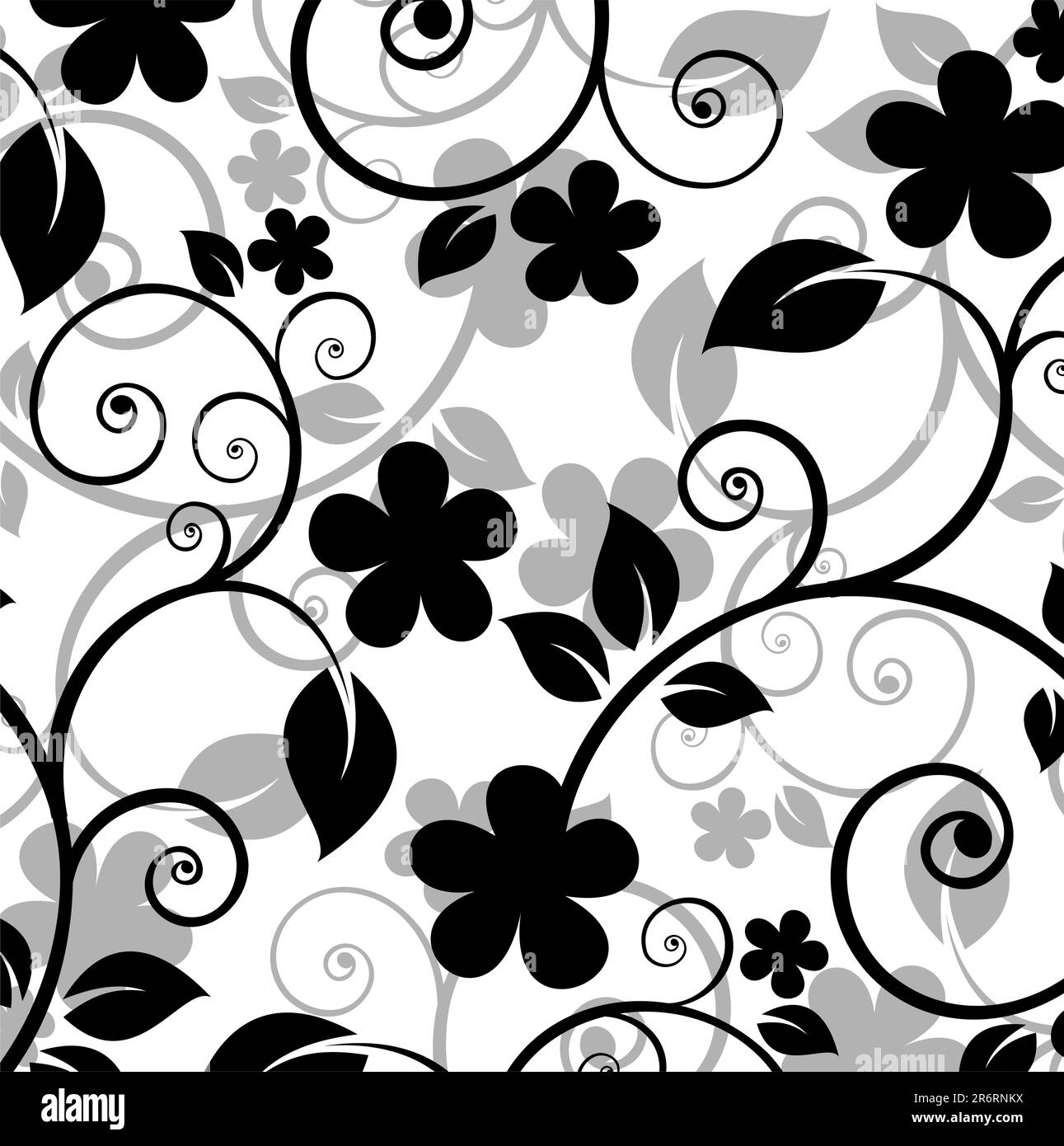 Black floral pattern on a white background Stock Vector Image & Art - Alamy