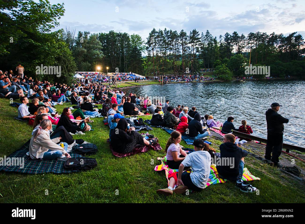 Brno, Czech Republic. 10th June, 2023. Spectators at the Ignis Brunensis fireworks festival over ...