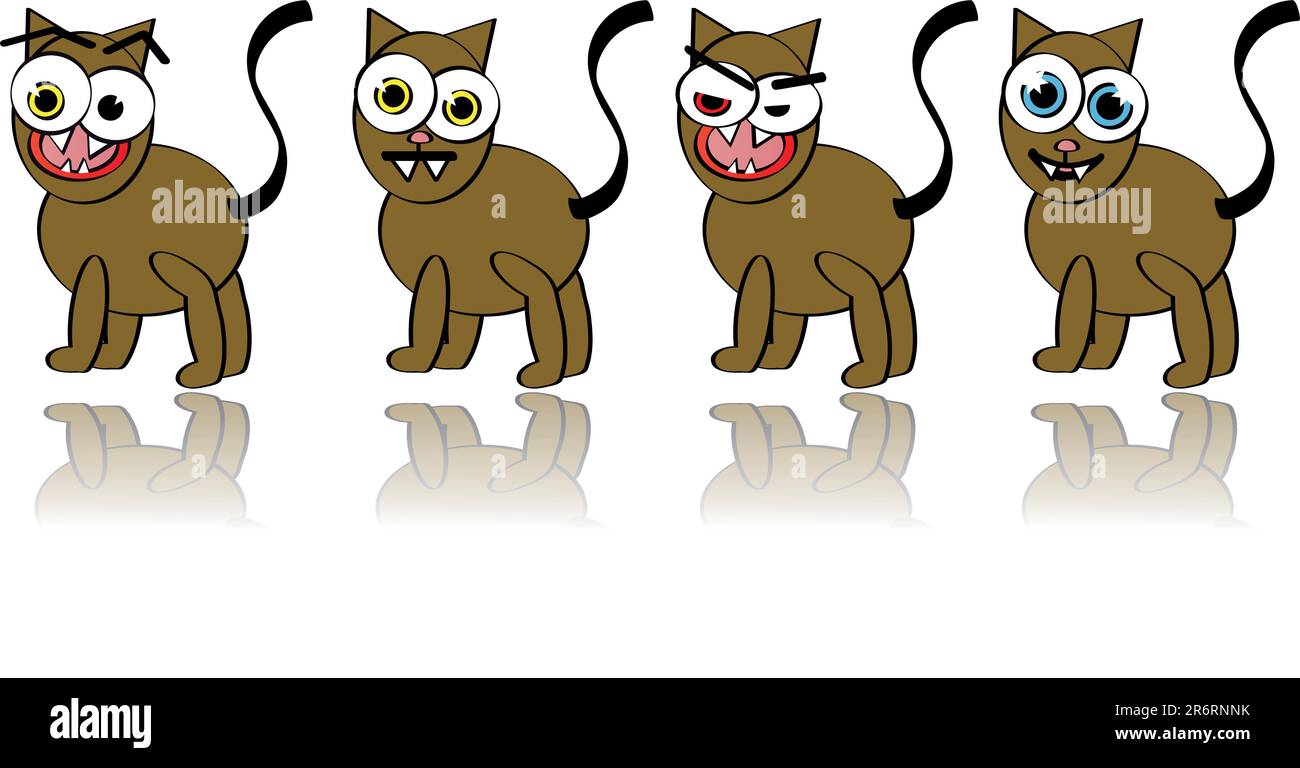 Vector Collection of Silly Cat Illustrations Stock Vector Image & Art ...