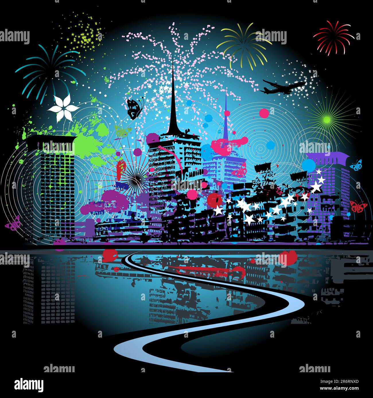 Skyline city aircraft Stock Vector Images - Alamy