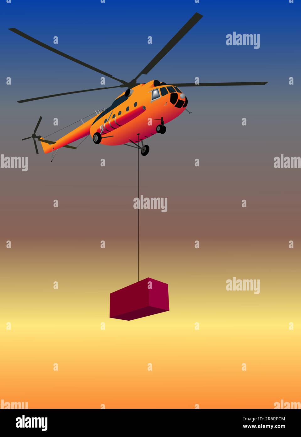 Helicopter with red container Stock Vector Image & Art - Alamy