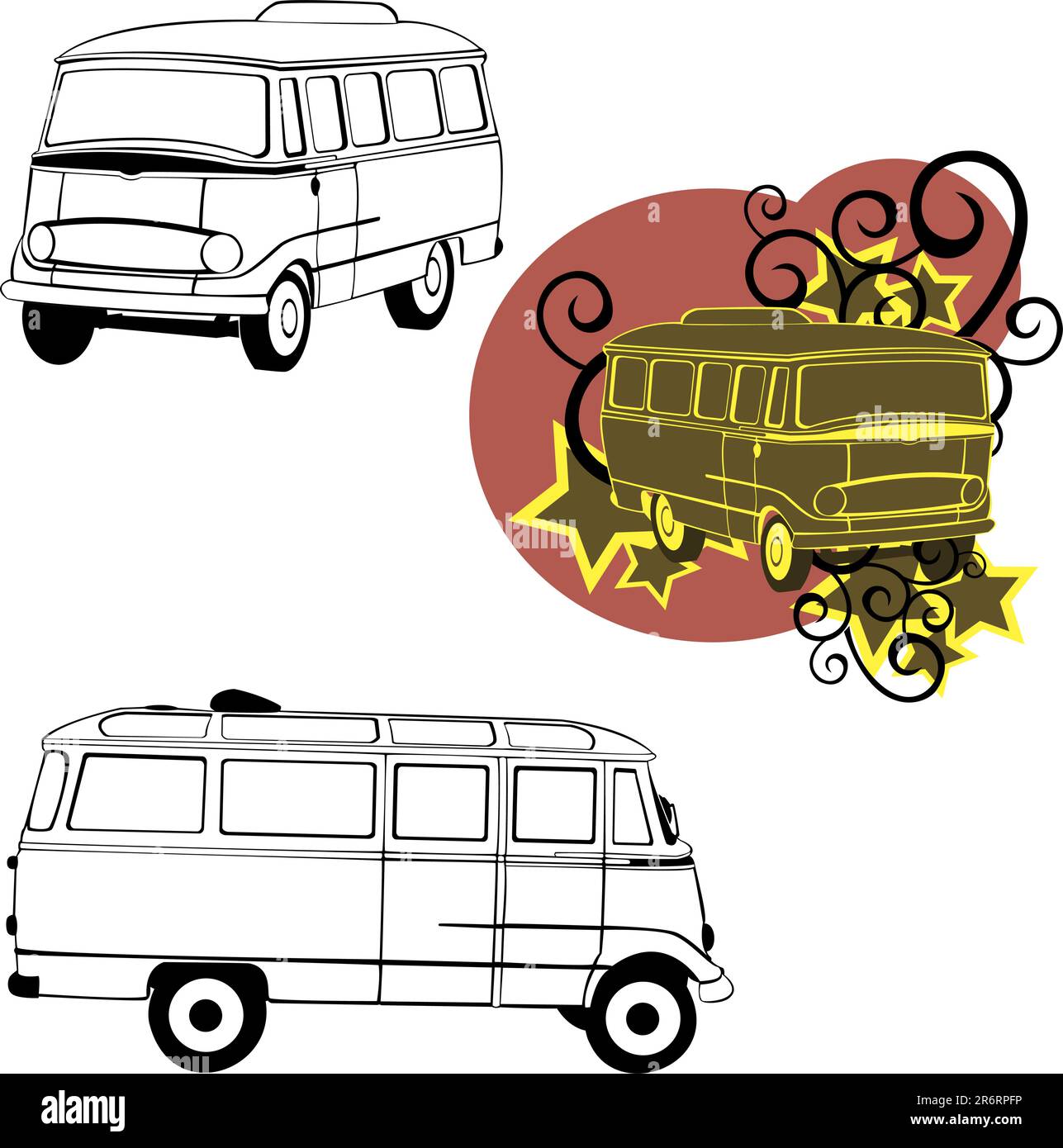vector drawn of a car bus in different composition Stock Vector Image ...
