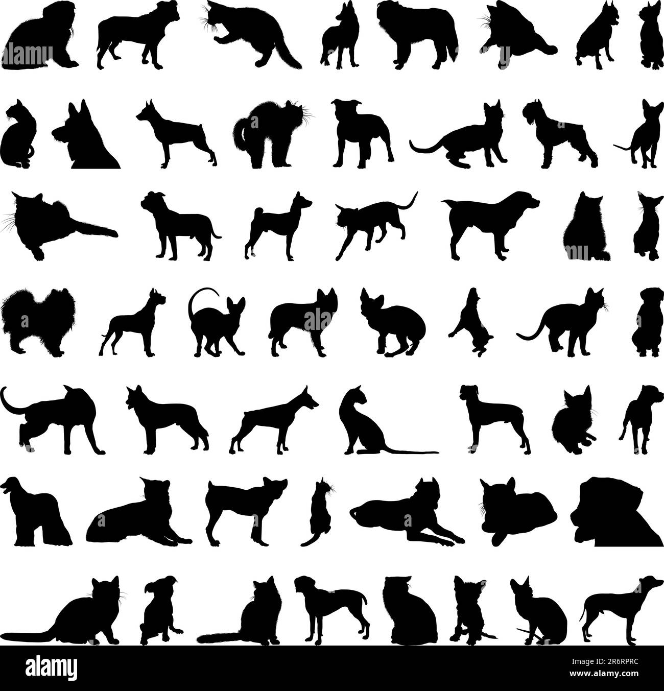 Set # 2 of different vector pets silhouettes for design use Stock ...