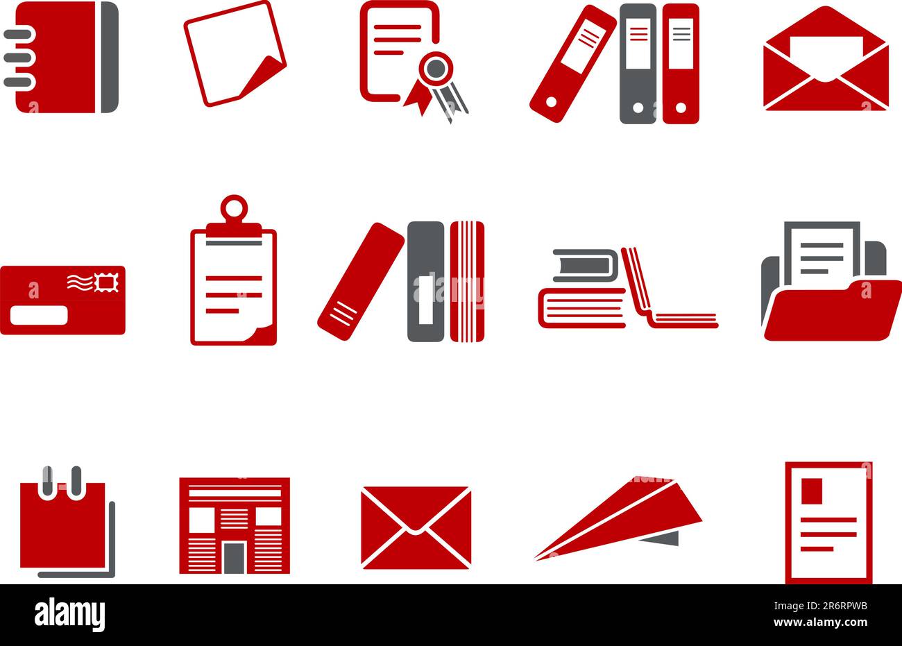 Vector icons pack - Red Series, paper collection Stock Vector Image ...