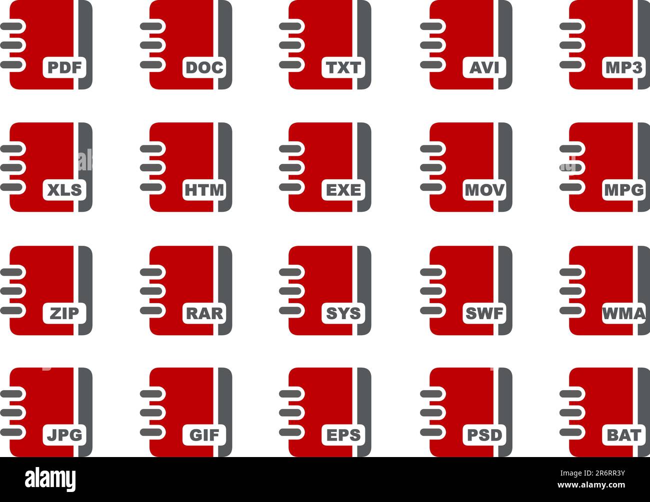 Vector icons pack - Red Series, document collection Stock Vector Image ...