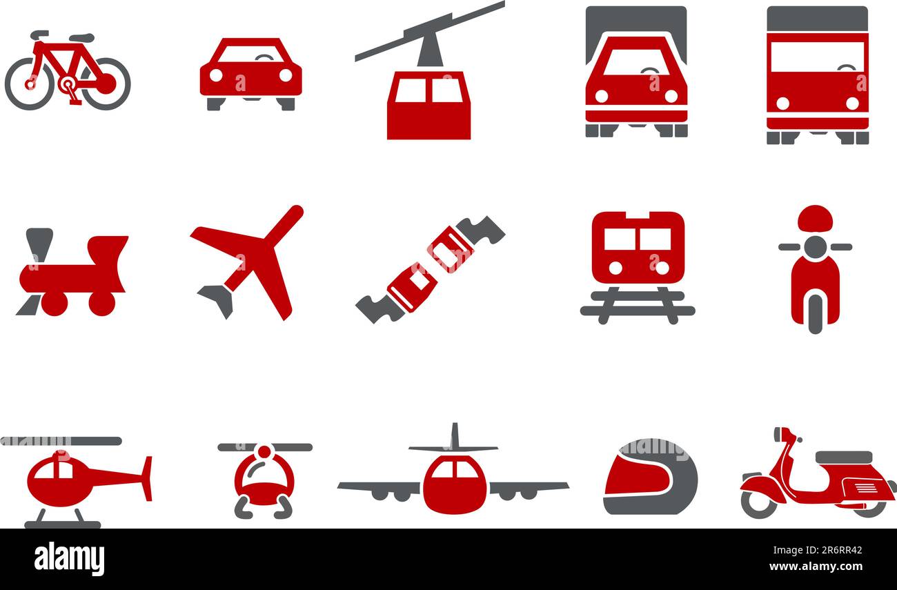 Vector icons pack - Red Series, transport collection Stock Vector Image ...