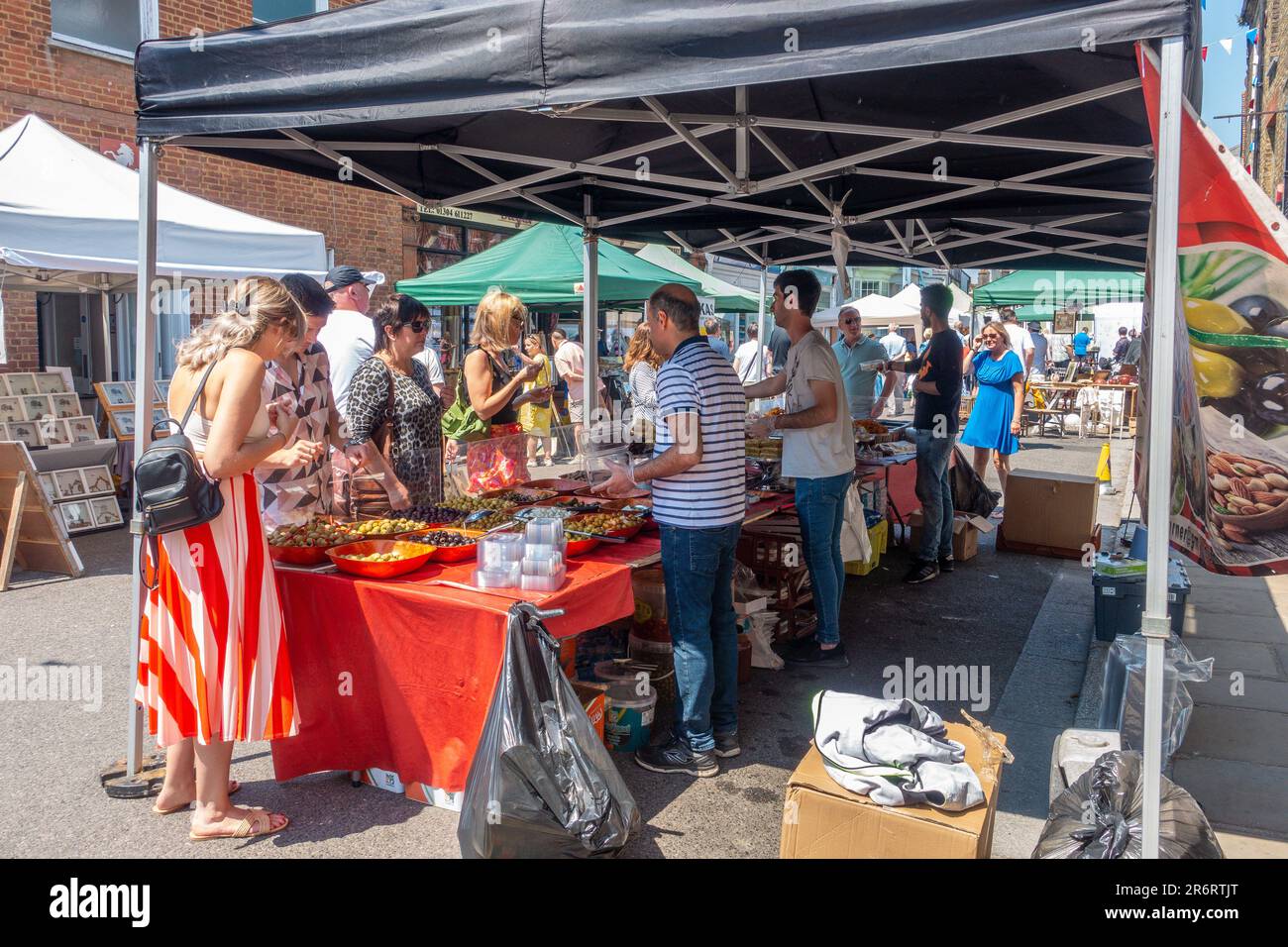 Market Stall,Olives,Market Street,Sandwich,Kent,England Stock Photo - Alamy