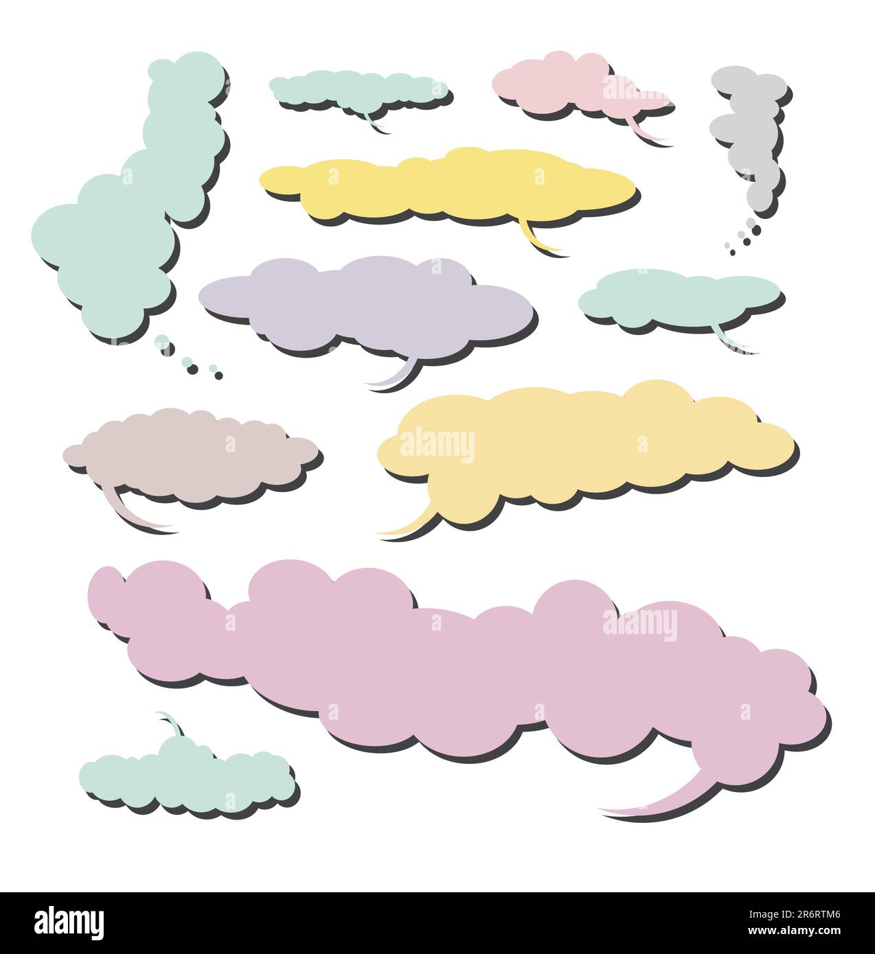 Collection of Various comic clouds with a big long shape - Set 4 Stock ...