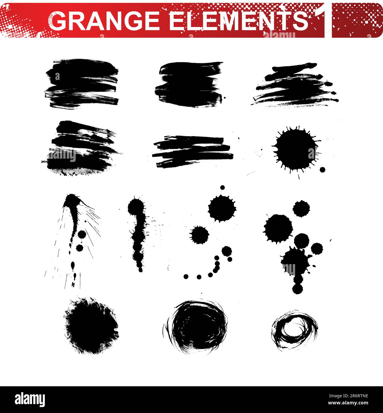 grunge blots and brush strokes. Vector illustration Stock Vector Image ...