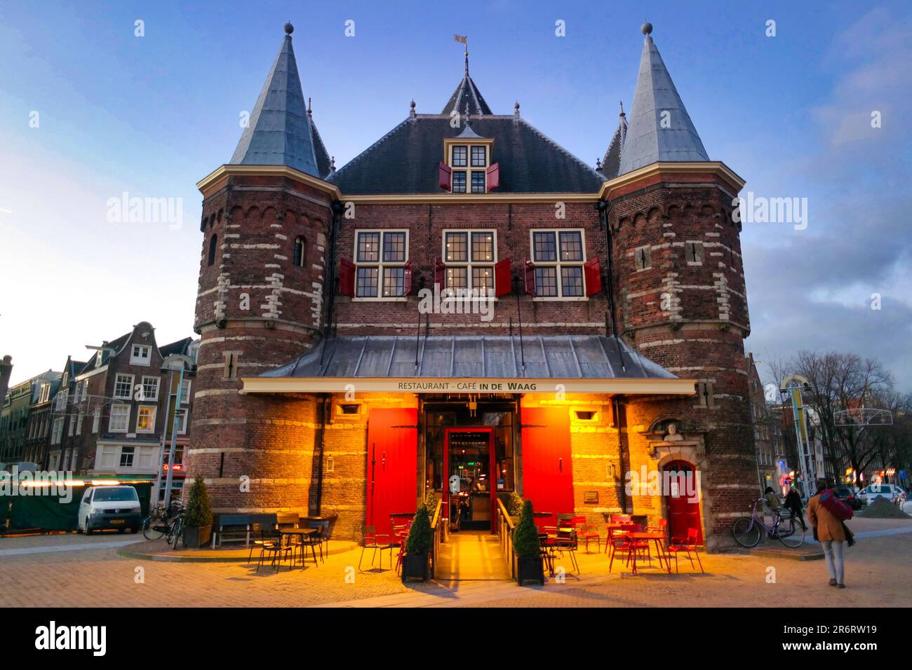De Waag restaurant in Amsterdam. Famous harbour building Stock Photo - Alamy