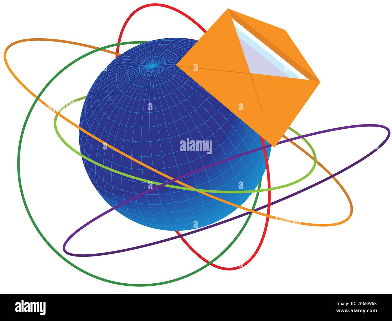 Post envelope on a background of communications and planets in a vector ...