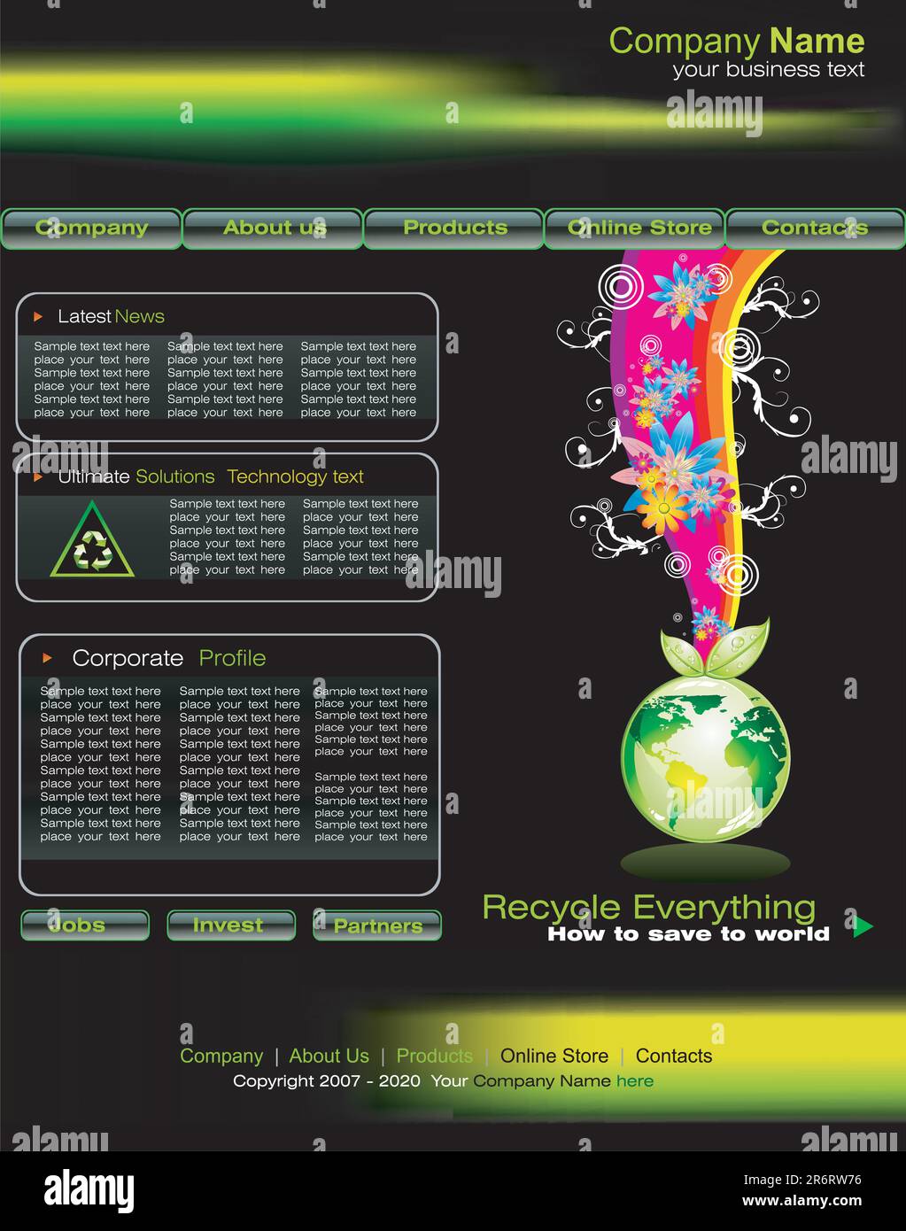 Original Green Based Website template with design elements Stock Vector ...