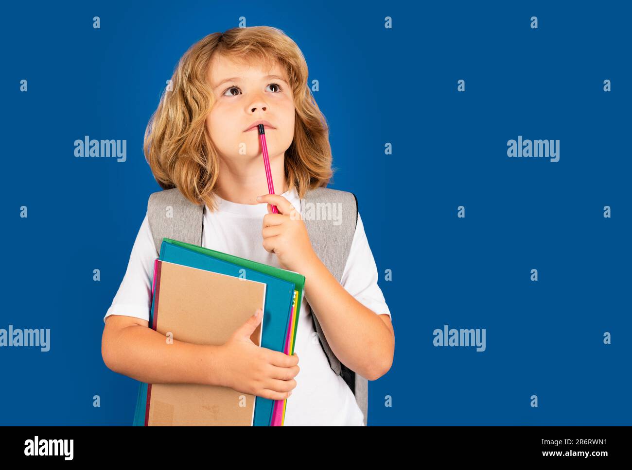 School child on isolated background. Kids education, Learning studying ...
