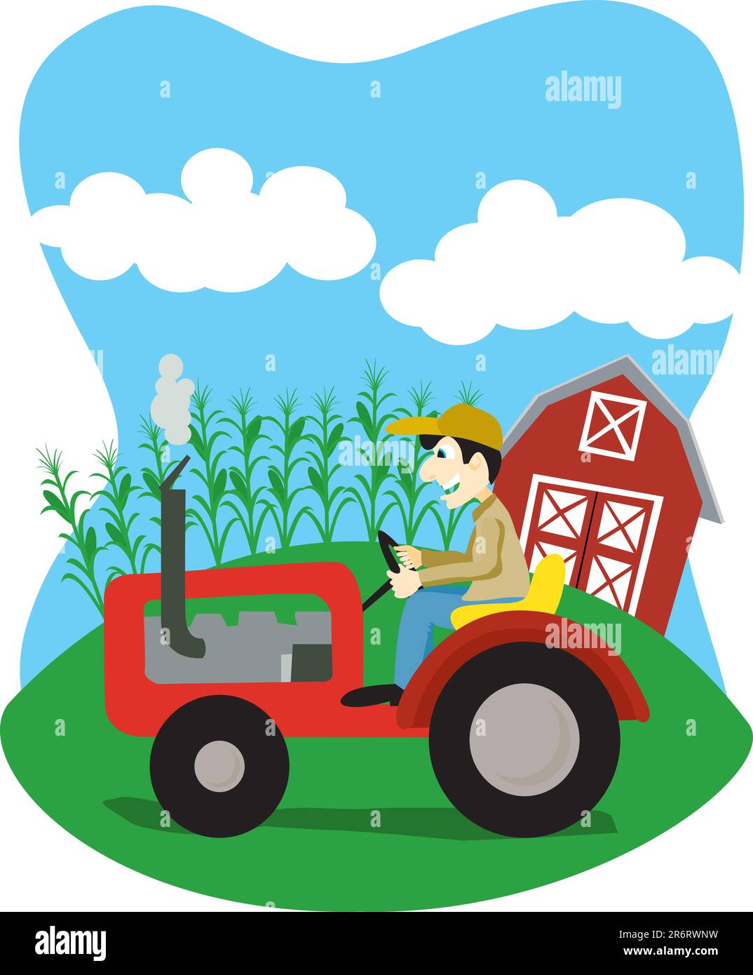 Vector illustration of a farmer driving a tractor Stock Vector Image ...