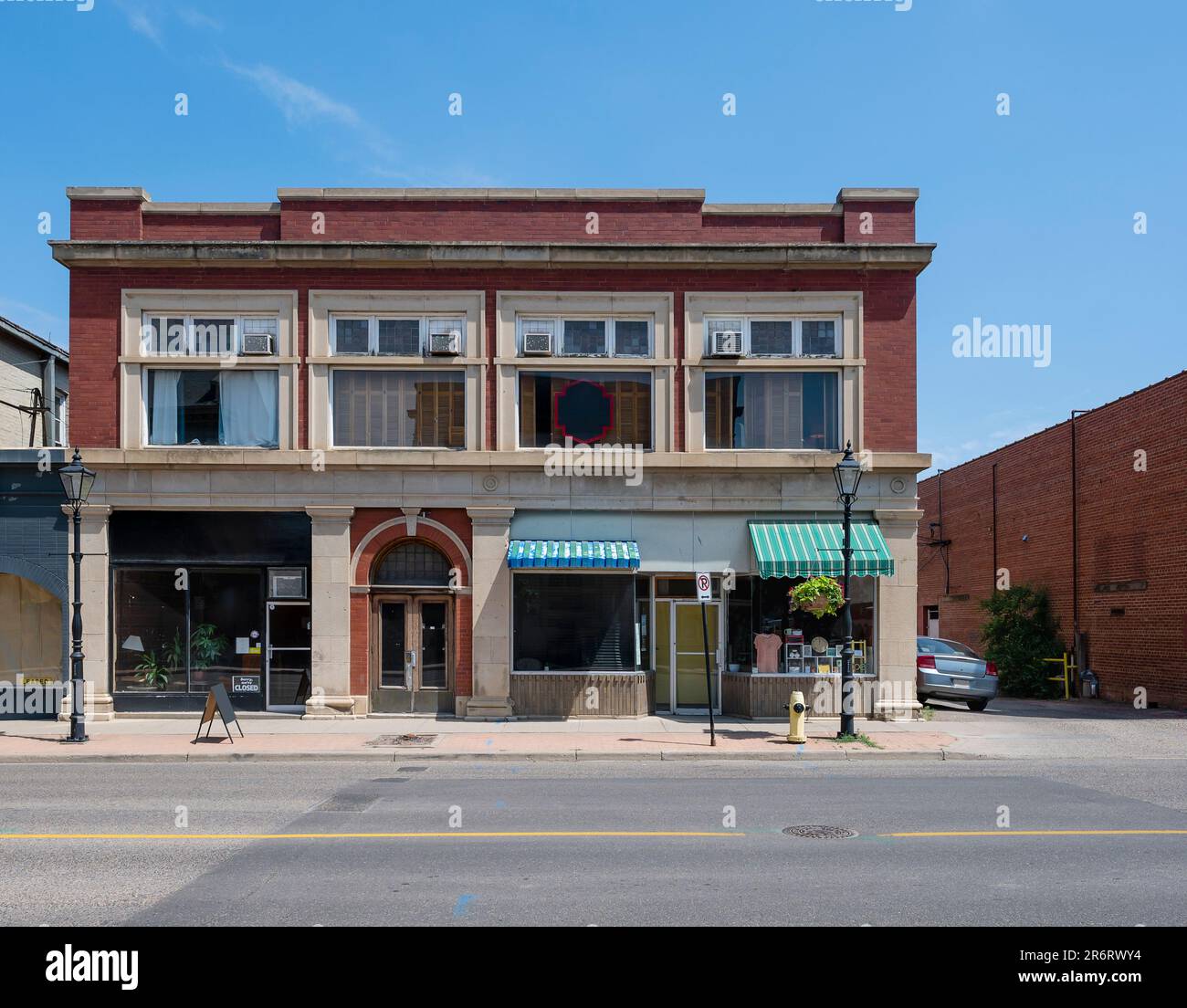 Historic brick and stone building in downtown Medicine Hat, Alberta ...