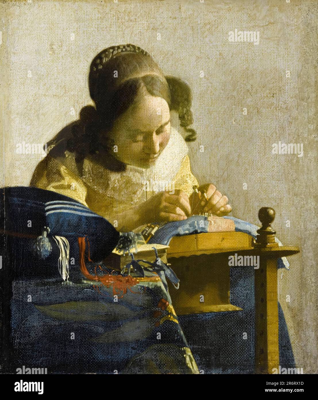Johannes Vermeer, The Lacemaker, painting in oil on canvas, 1669 Stock ...