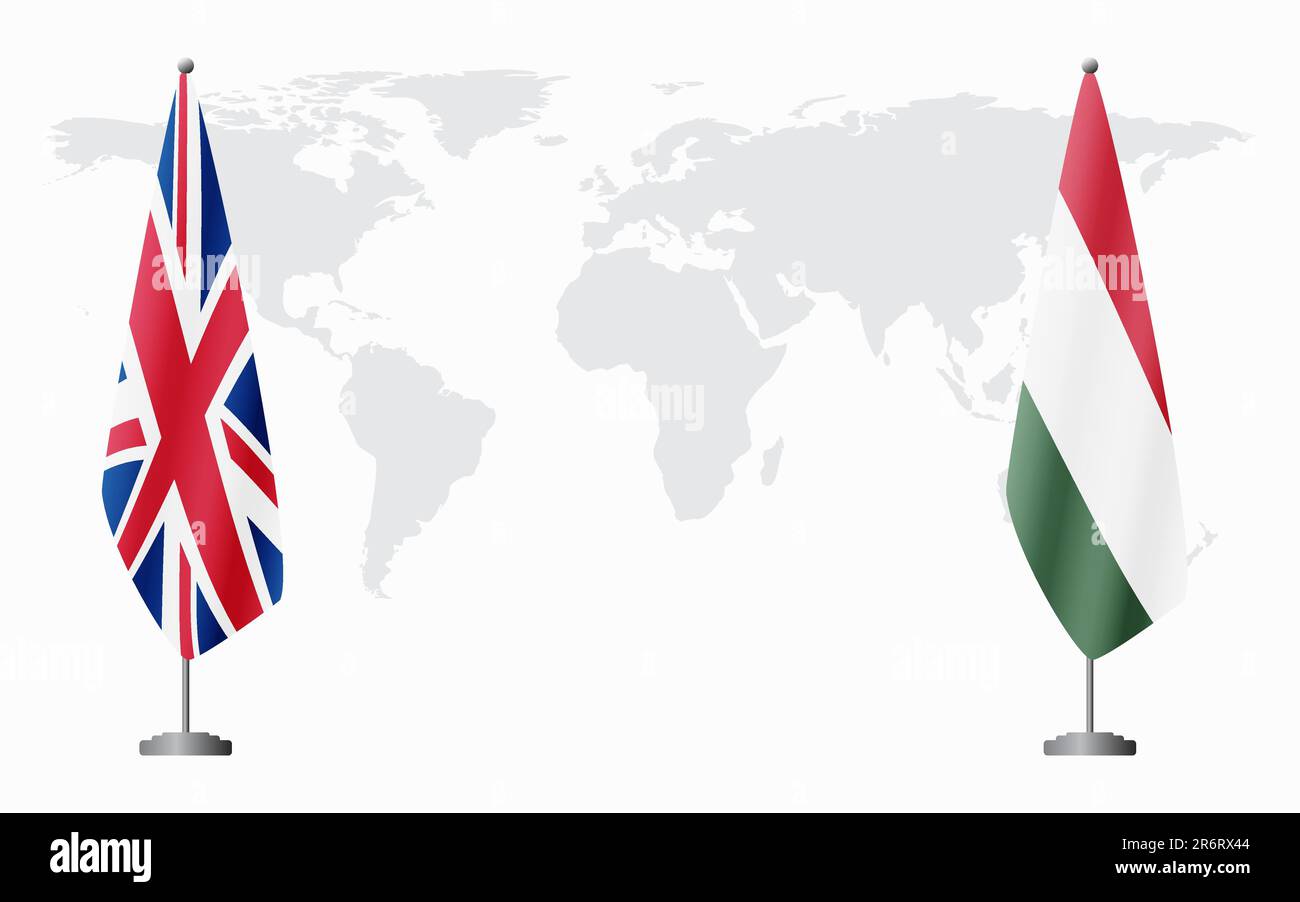 United Kingdom and Hungary flags for official meeting against ...