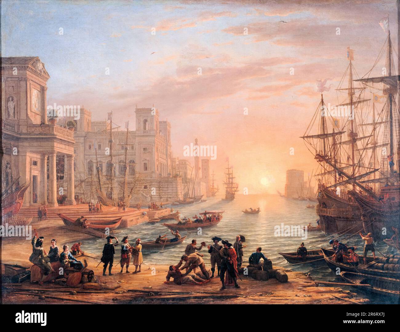 Claude Lorrain, Sea Port at Sunset (Harbour Scene), landscape painting ...
