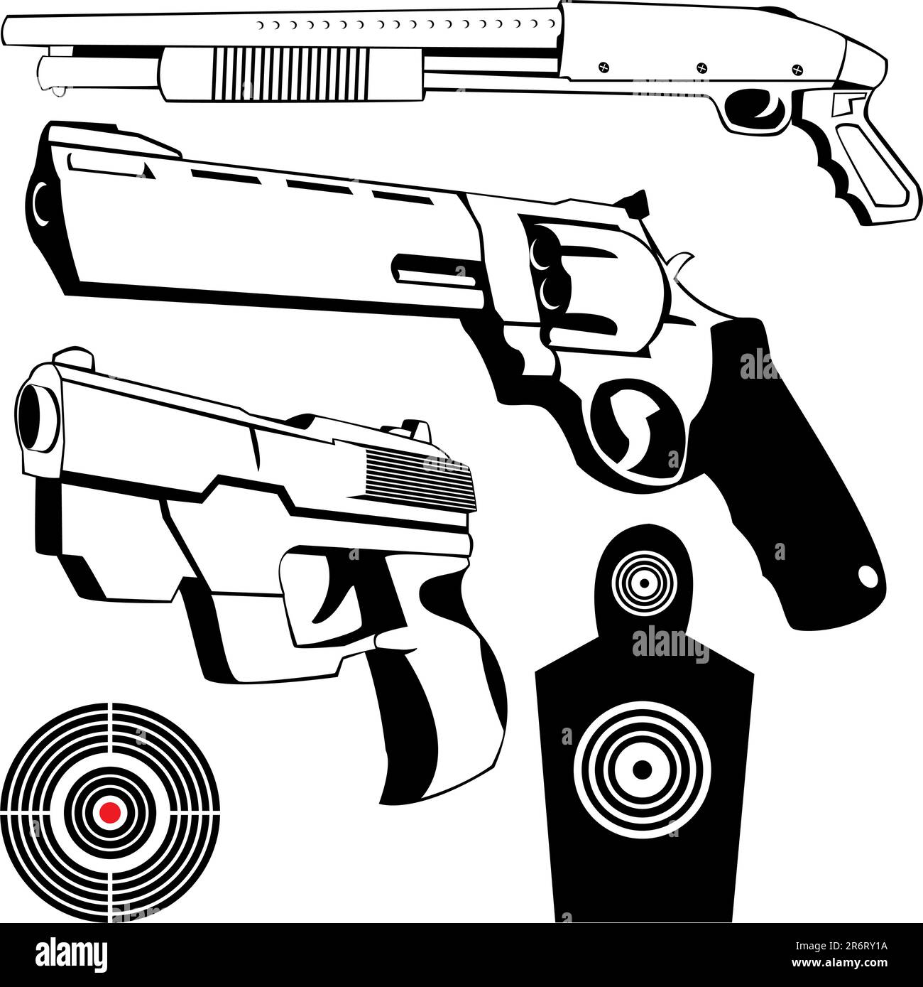 vector drawings of some fire weapons and targets Stock Vector Image ...