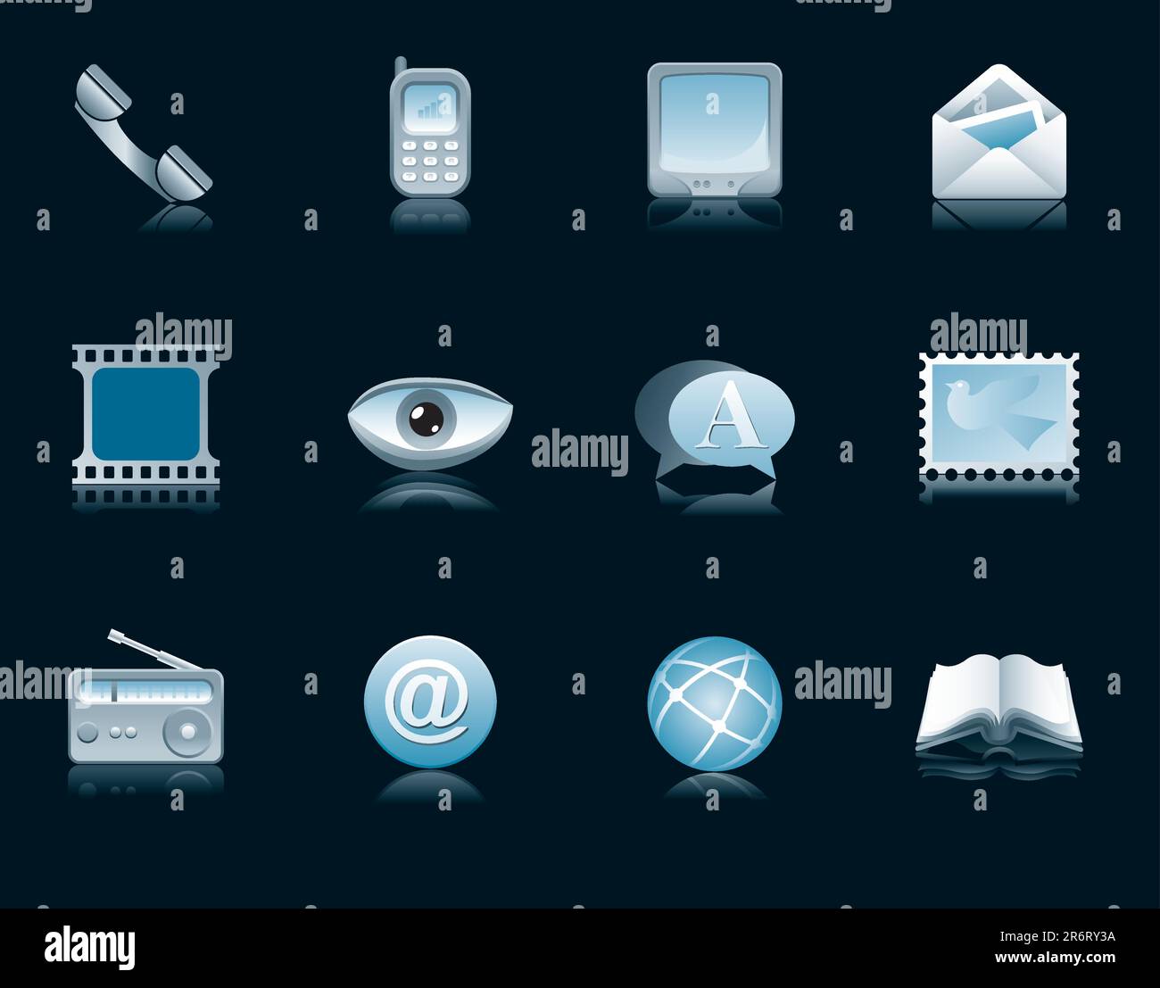 communications, telecommunications, icons, buttons, symbols, telephone ...