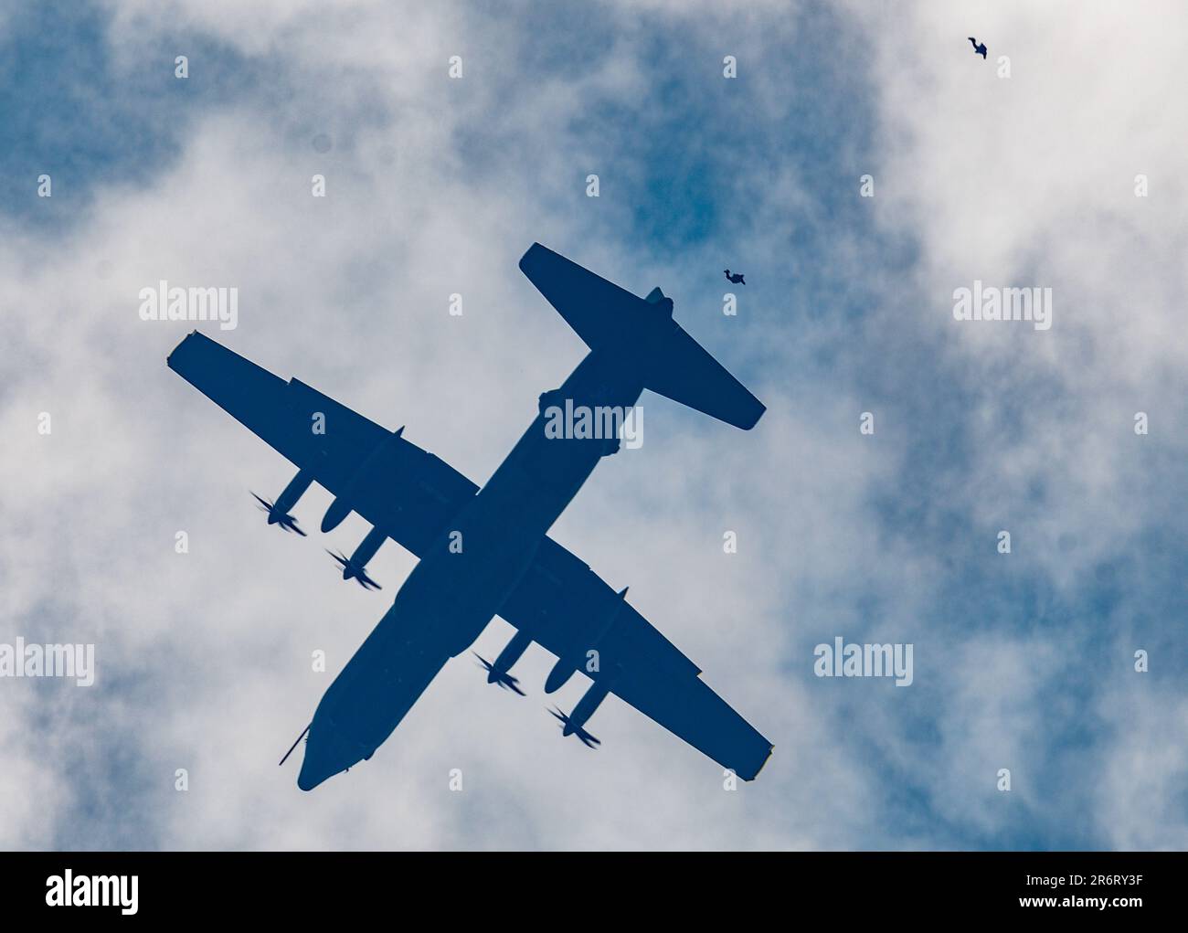 The RAF Falcons Parachute team jump from a C-130J Hercules on the last ...