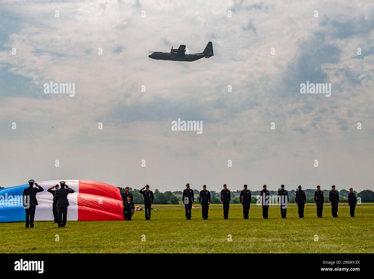 Final flypast after operations for the C130J Hercules. The RAF Falcons ...