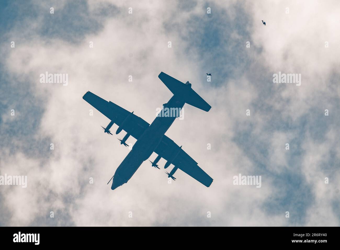 The RAF Falcons Parachute team jump from a C-130J Hercules on the last ...