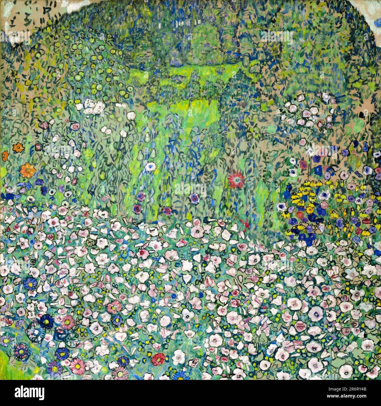 Gustav Klimt, Garden landscape with Hilltop, painting in oil on canvas ...