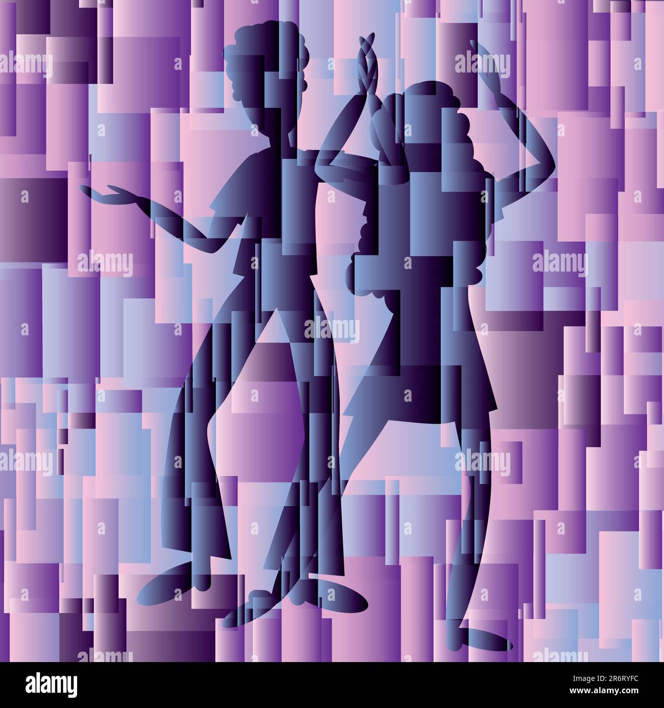 pearl colored dancers with square shapes as background Stock Vector ...