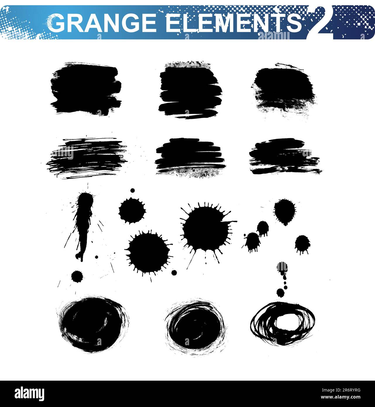 grunge blots and brush strokes. Vector illustration Stock Vector Image ...