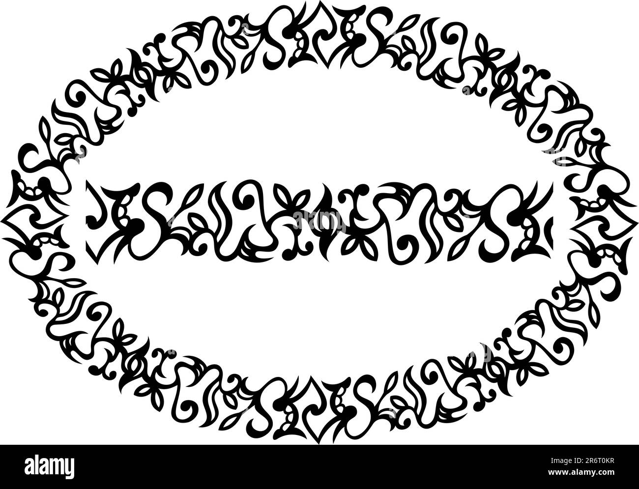 A seamless vector border and an oval frame in floral filigree fashion ...