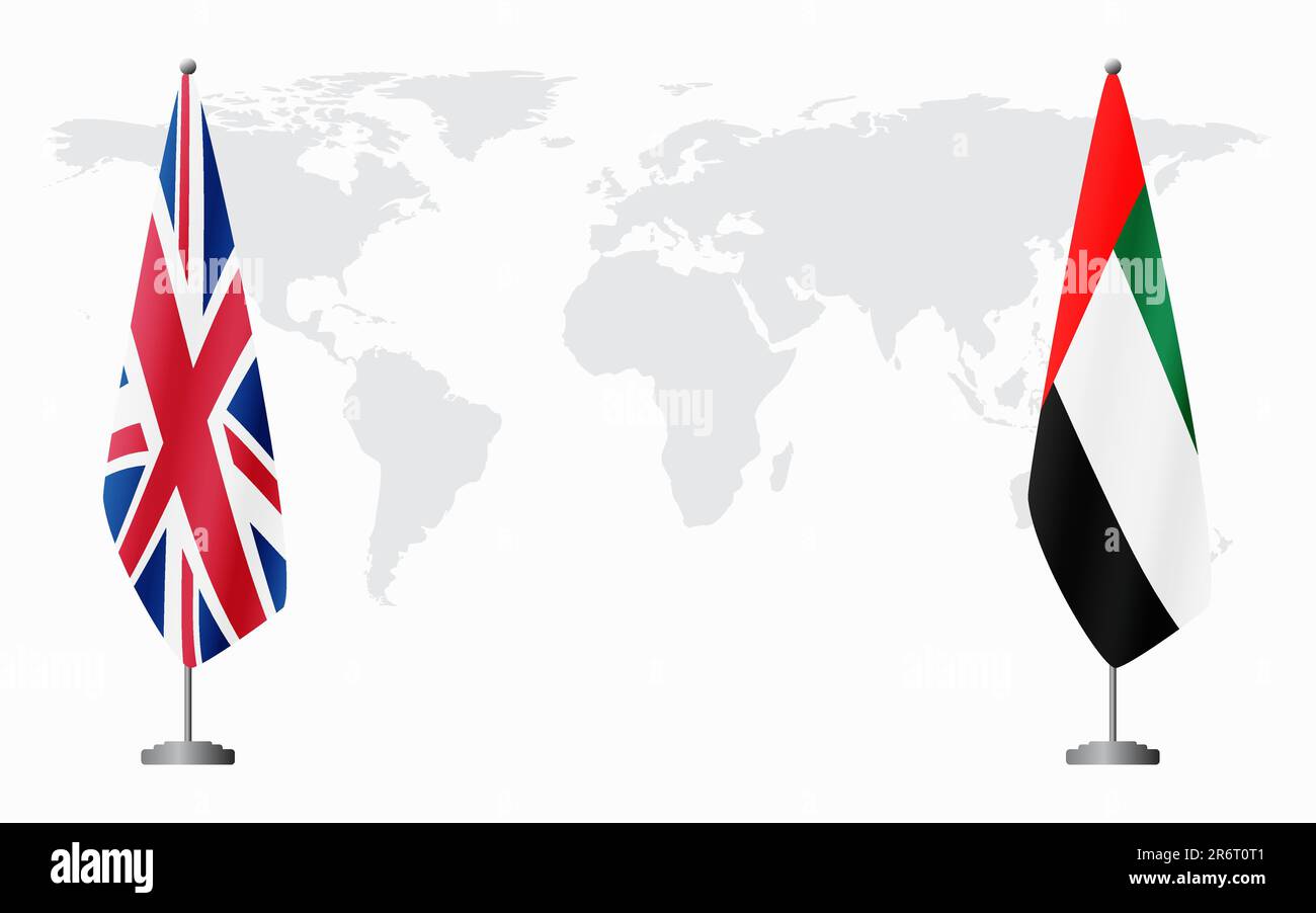 United Kingdom and United Arab Emirates flags for official meeting ...